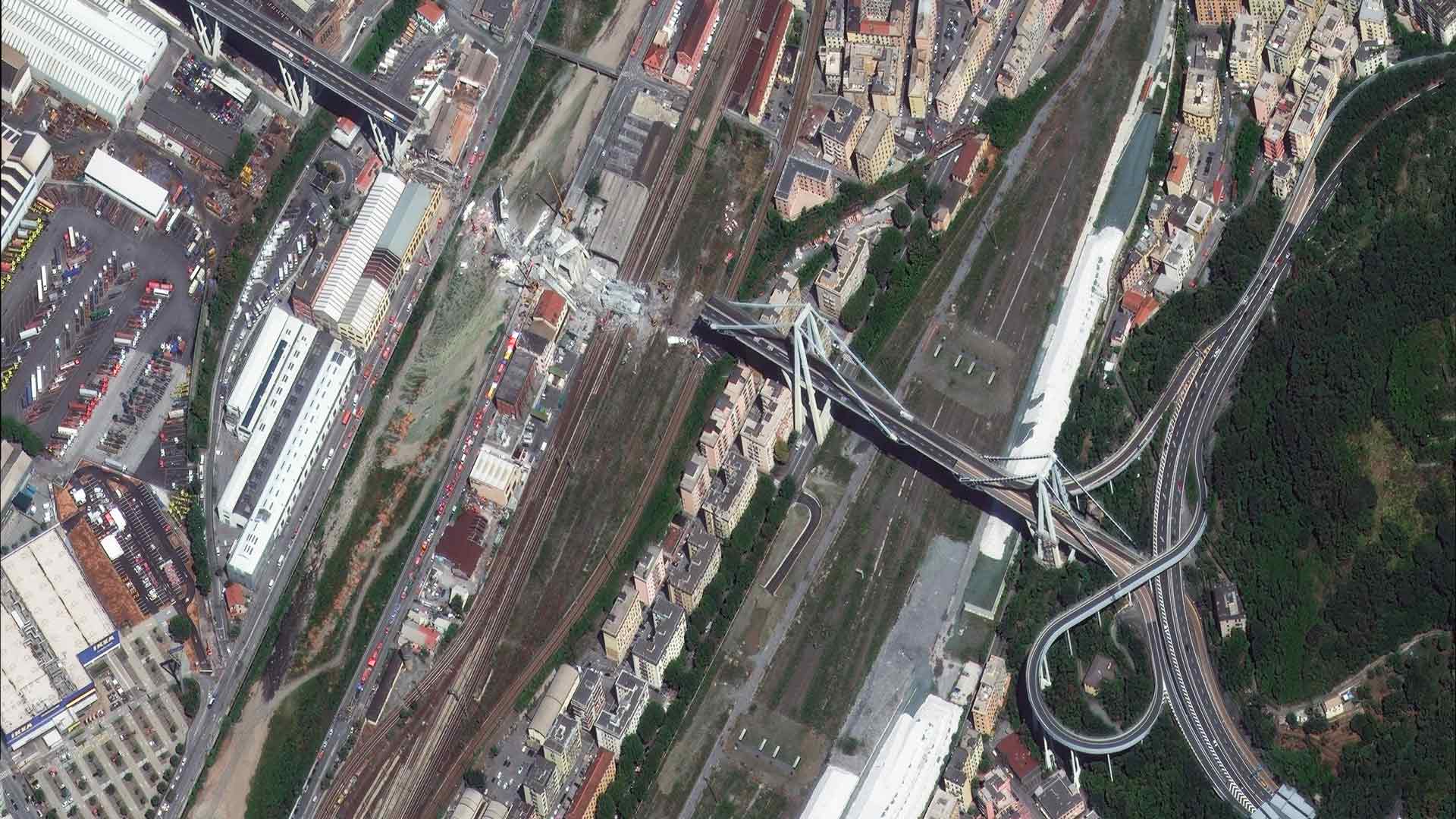 Satellite Images Of Morandi Bridge Collapse | European Space Imaging